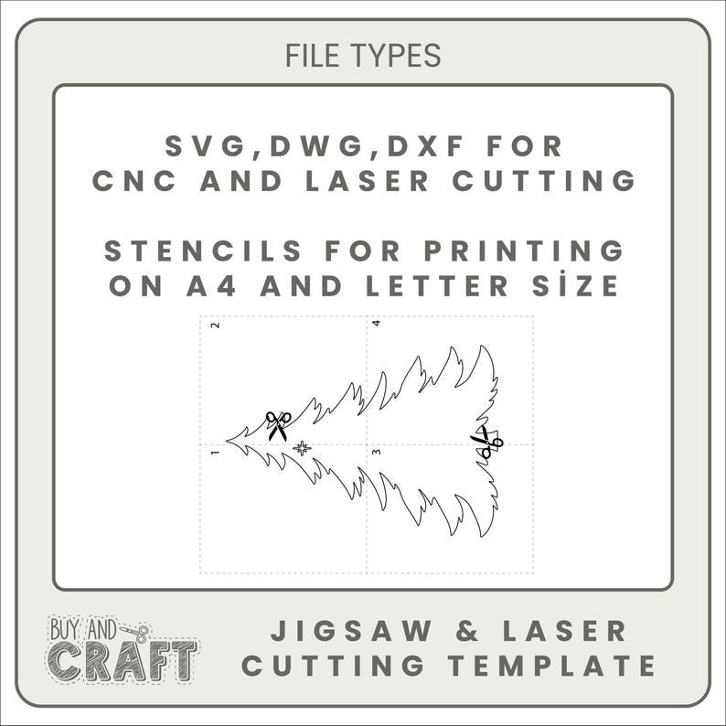 Christmas Tree & Reindeer Silhouette Template, Printable Decor (digital ...