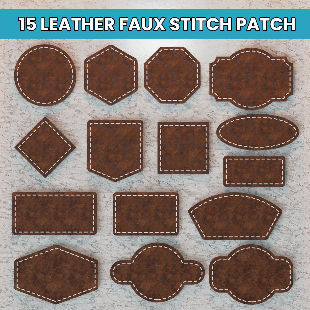 Leather Patch Svg Files, Leather Hat Patch Laser Cut File, Faux Stitch ...