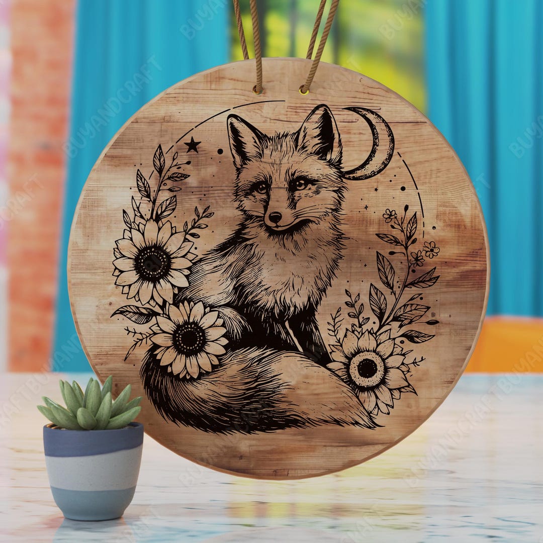 Fox Cutting Board Laser Design SVG, Charcuterie Board Template (digital ...