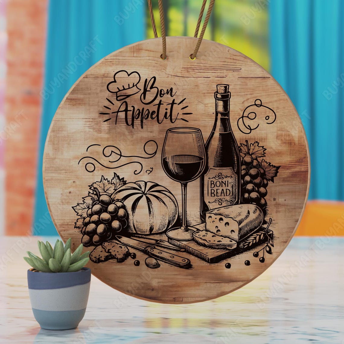 Bon Appetit Chopping Board Svg, Wine Charcuterie Board Svg, Cutting ...