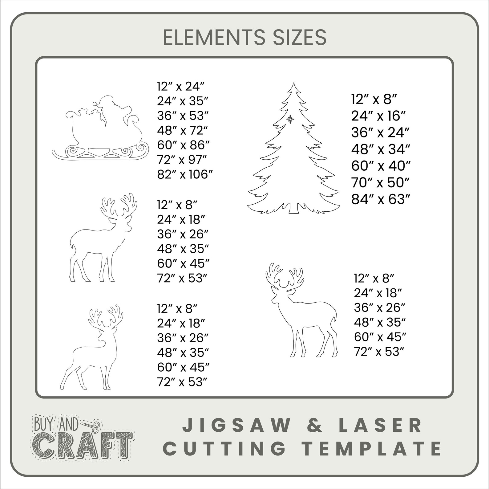 Christmas Deer Silhouettes, Yard Decor Template, CNC Cut File (PDF ...