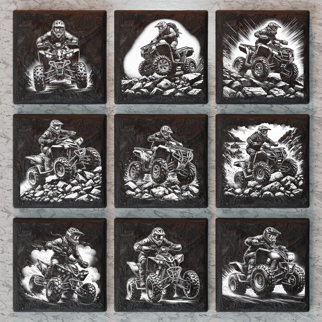 Atv Rider Slate Coaster PNG, Slate Tiles Laser Engraving Design, Laser ...