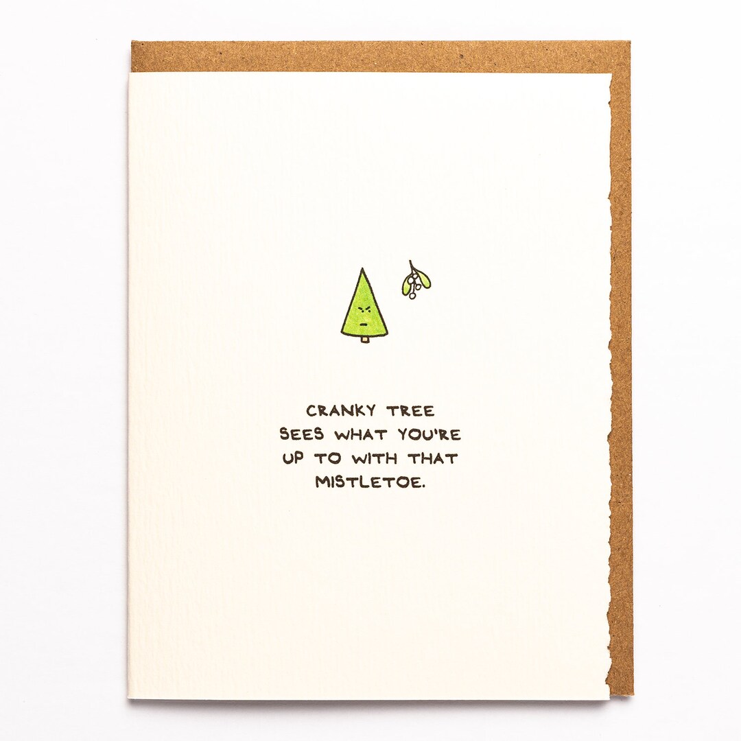 Cranky Tree Sees What You're up to With That Mistletoe Christmas Card ...