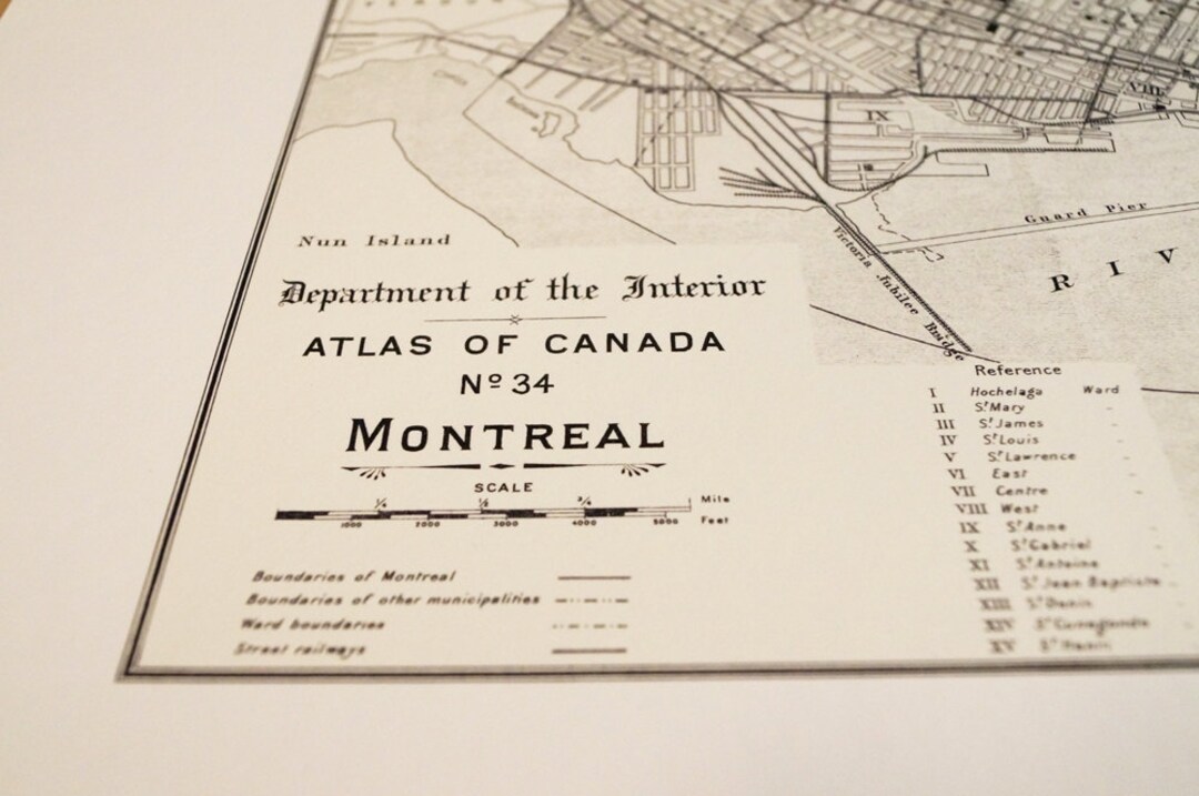 Old Map of Montreal Antique Map Print on Eco Bamboo Paper Canadian Made ...