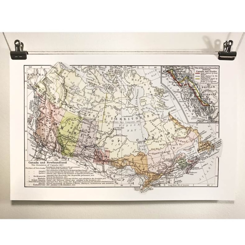 Map of Canada Confederation Antique Map Canada150 Eco Canadian Made in ...