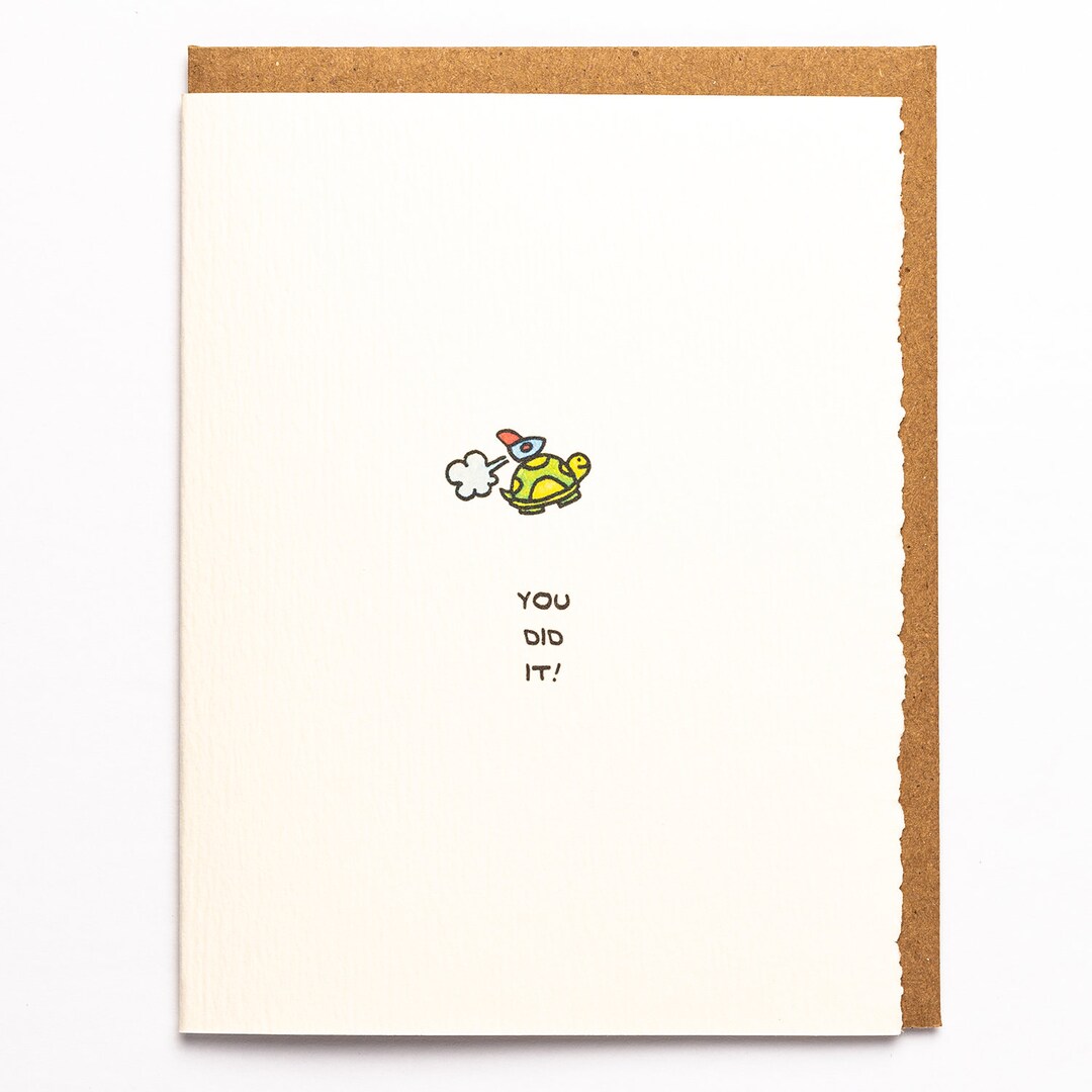 You Did It Turtle Congratulations Greeting Card Cute Adorable - Etsy
