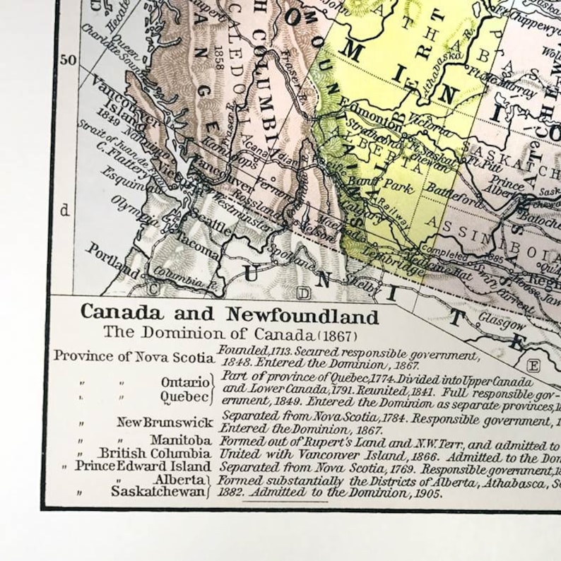 Map of Canada Confederation Antique Map Canada150 Eco Canadian | Etsy ...