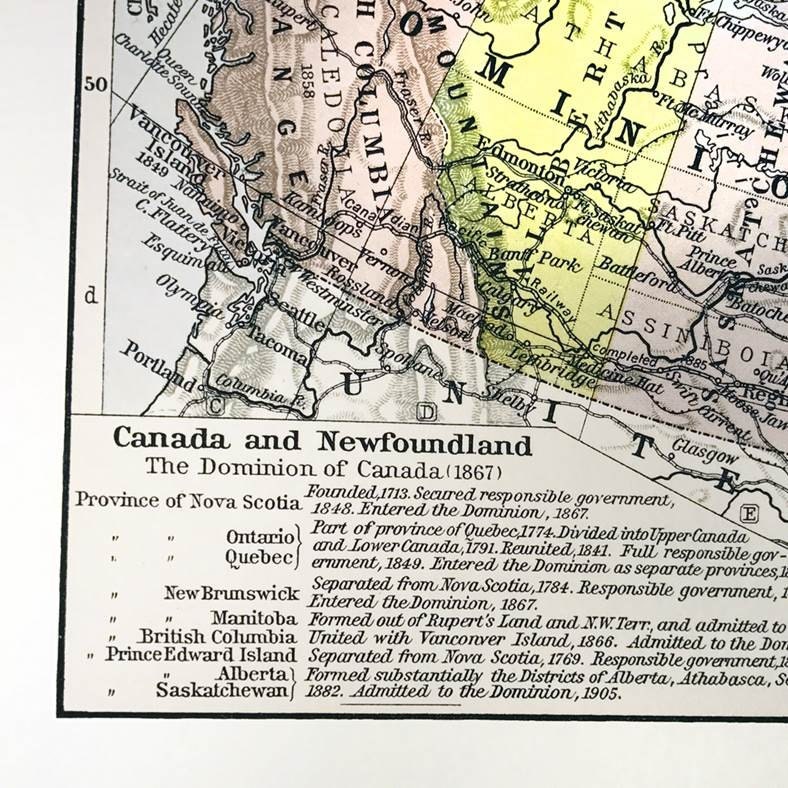 Map of Canada Confederation Antique Map Canada150 Eco Canadian Made in ...