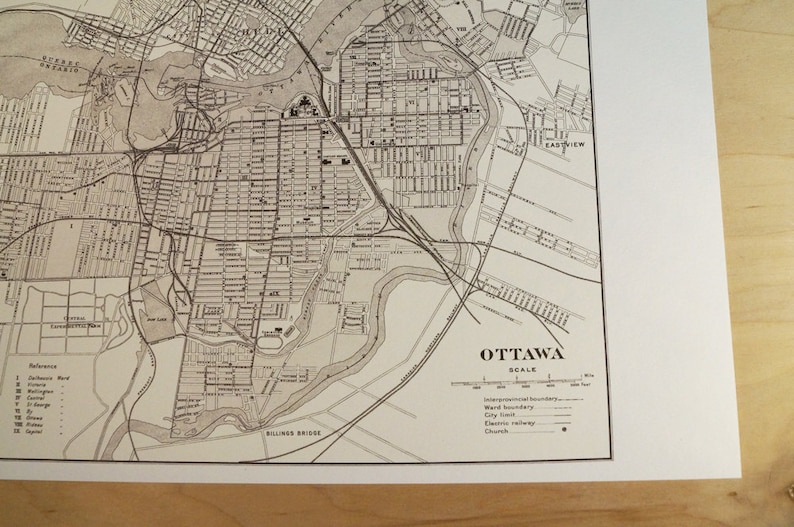 Old Map of Ottawa Antique Map Print on Eco Bamboo Paper Canadian Made ...