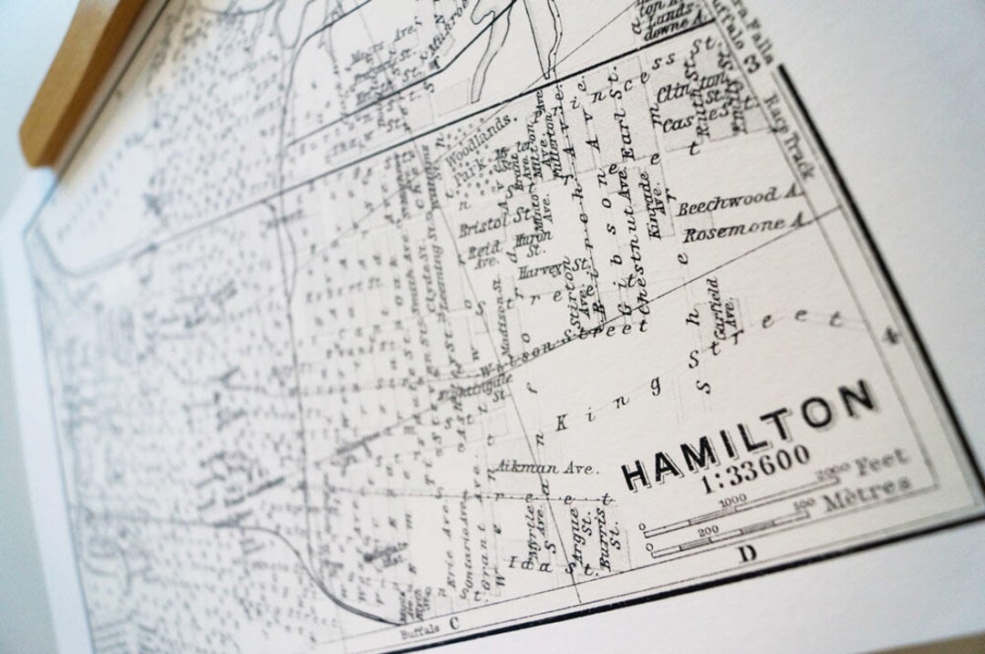 Old Map of Hamilton, Ontario Antique Map Print on YHM Bamboo Paper ...