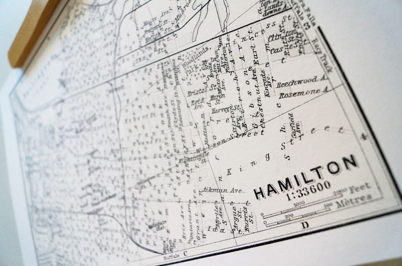 Old Map of Hamilton, Ontario Antique Map Print on YHM Bamboo Paper ...