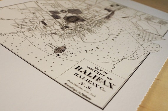 Old Map of Halifax Antique Map Print on Eco Bamboo Paper | Etsy