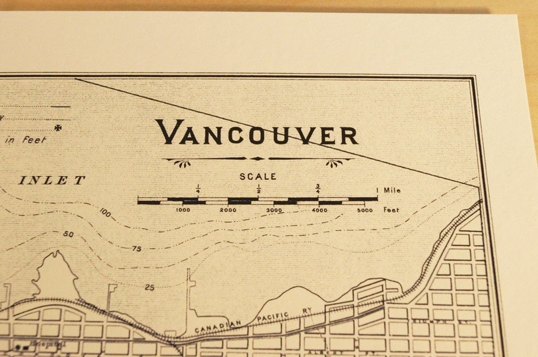 Old Map of Vancouver Antique Map Print on Eco Bamboo Paper Canadian ...