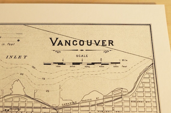 Old Map of Vancouver Antique Map Print on Eco Bamboo Paper - Etsy