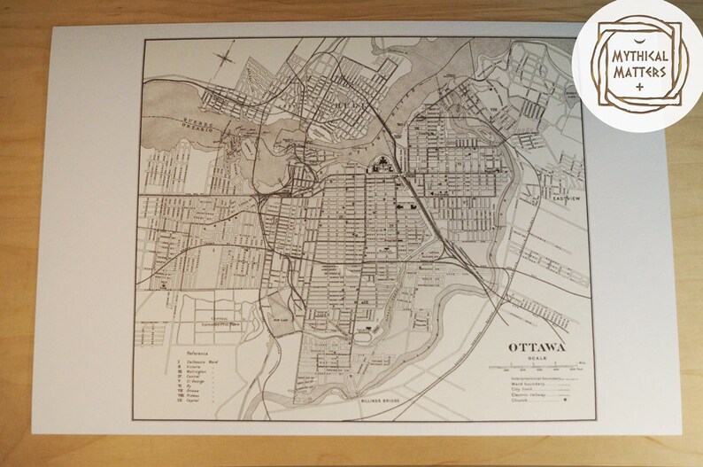 Old Map of Ottawa Antique Map Print on Eco Bamboo Paper Canadian Made ...