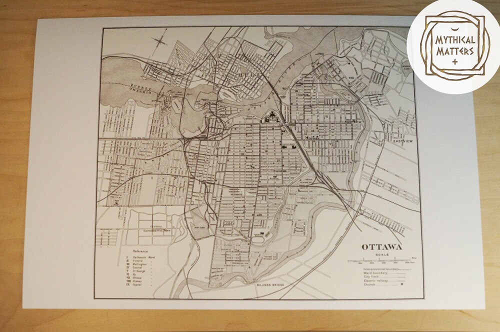 Old Map of Ottawa Antique Map Print on Eco Bamboo Paper Canadian Made ...