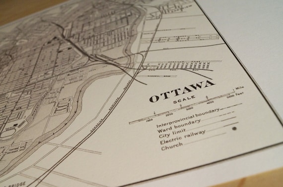 Old map of Ottawa antique map print on eco bamboo paper | Etsy