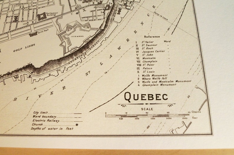Ancienne carte de Québec carte ancienne imprimée sur papier de bambou ...