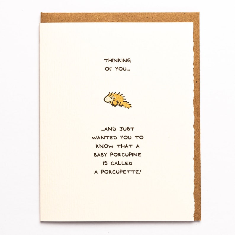Thinking of You Porcupine Greeting Card Cute Adorable Kawaii - Etsy