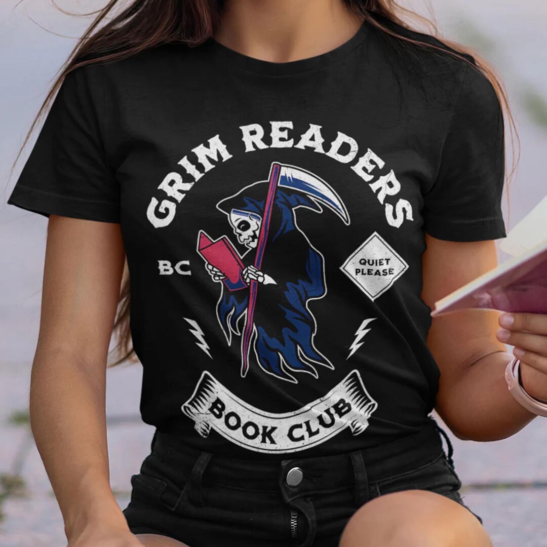 Grim Readers Book Club, Funny Grim Reaper Themed Book Lovers Unisex T ...