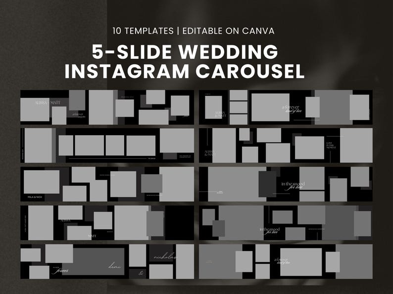 5 Slide Wedding Carousel Template | for Social Media Influencers and Photographers | Instagram ...