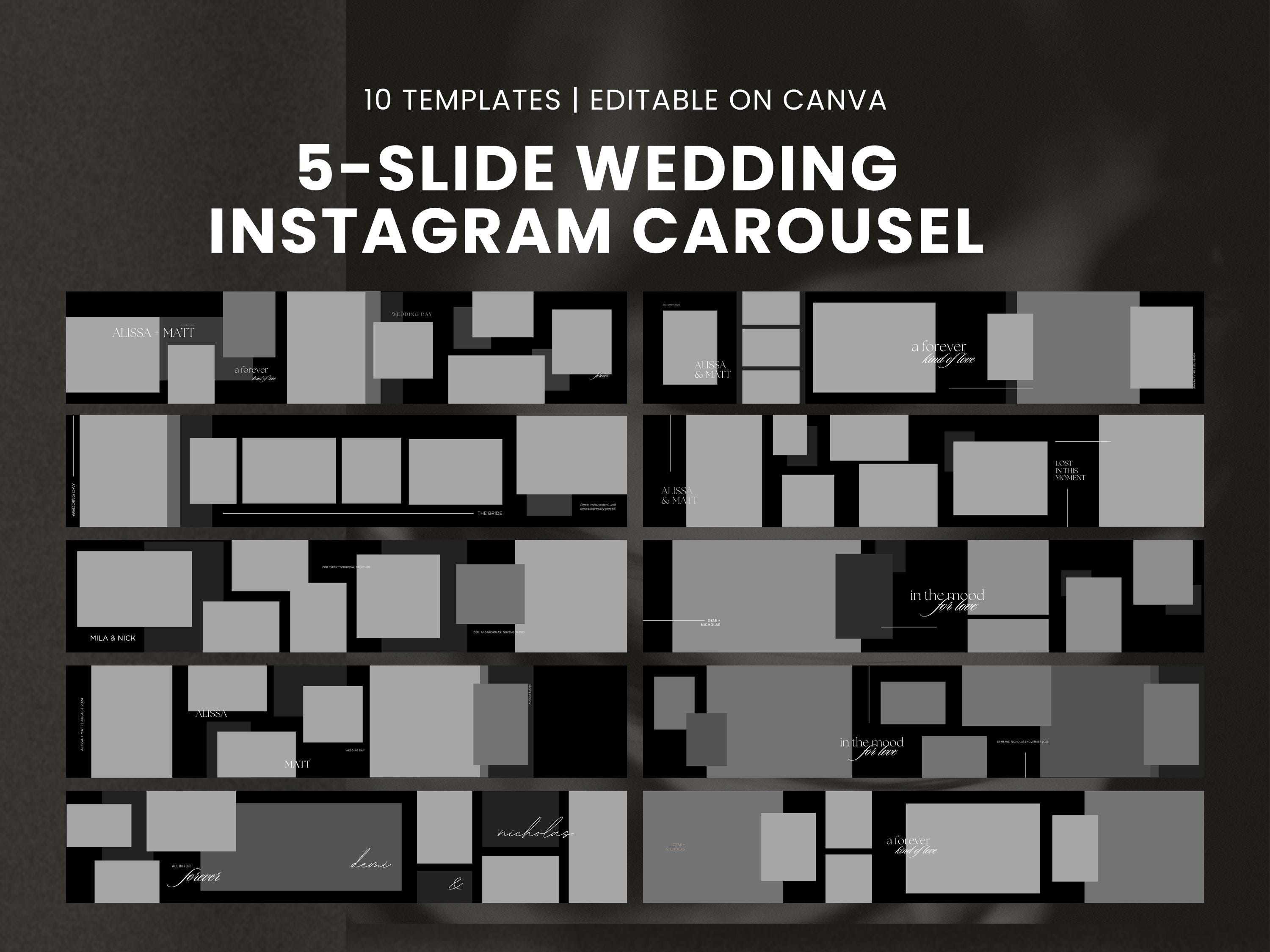 5 Slide Wedding Carousel Template for Social Media Influencers and ...