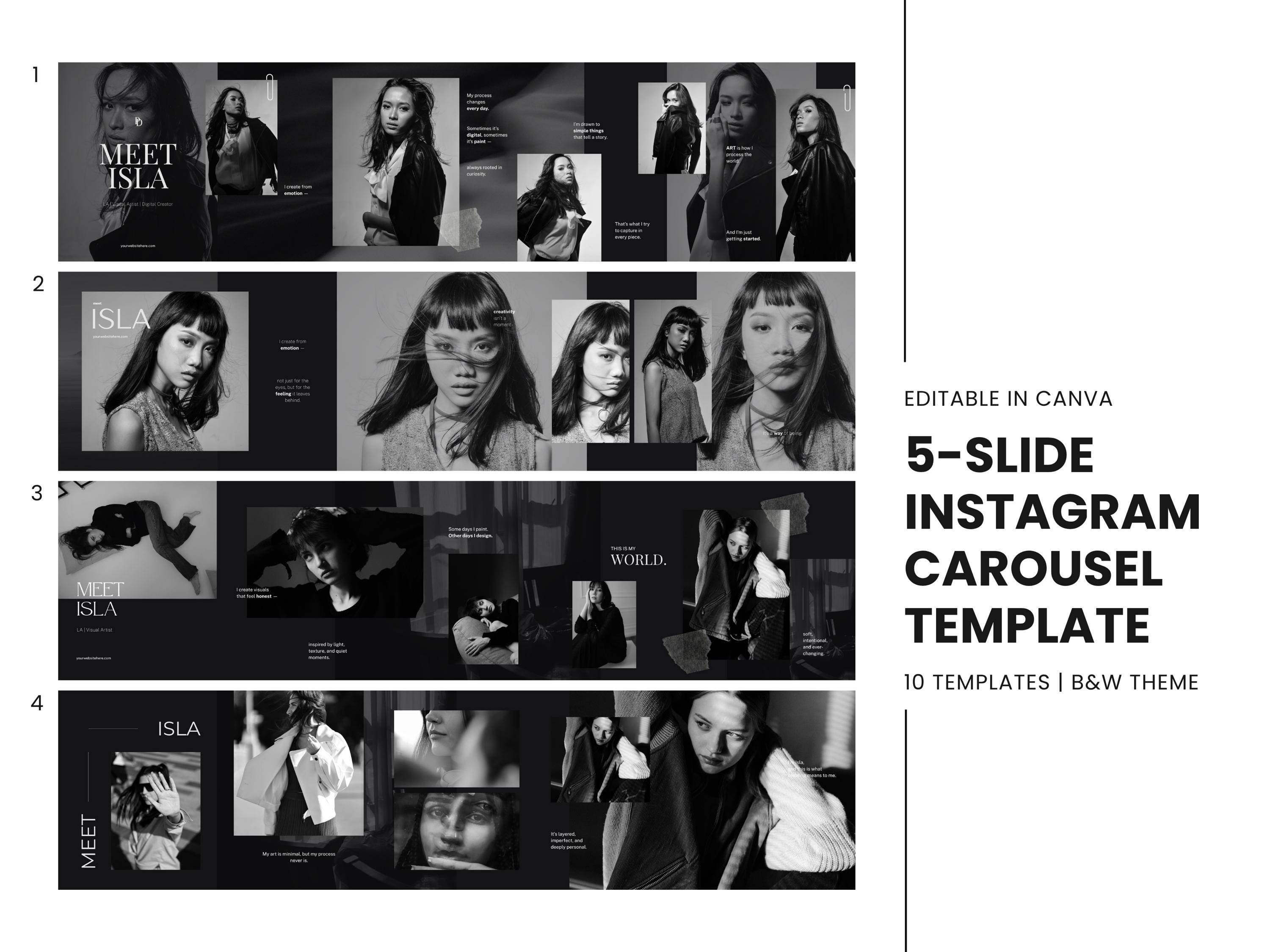Minimalist Instagram Carousel Template: Black and White, 10 Slides ...