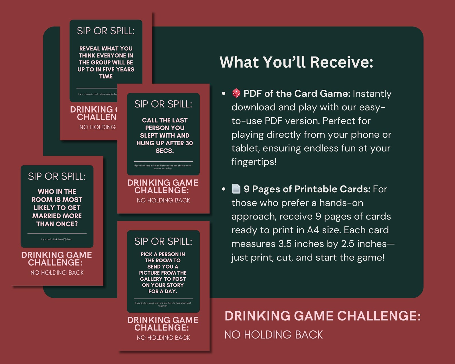 Spit or Spill Drinking Card Game, Truth or Dare Games, Truth or Drink ...