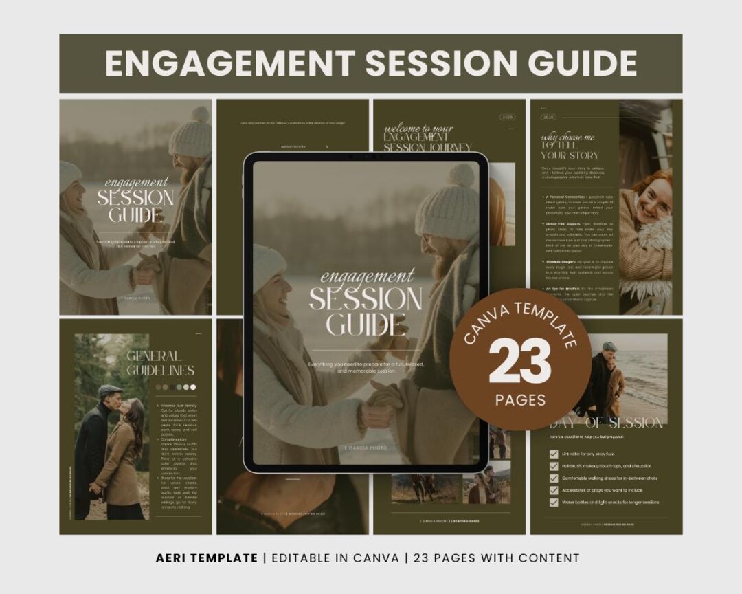 Engagement Guide for Photographers, Canva Template, Photography Guide ...