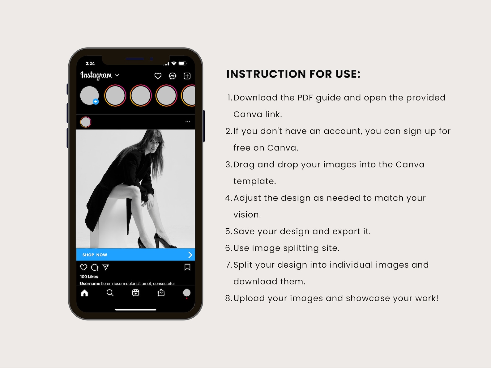 4 Slide Carousel Template | for Social Media Influencers and ...