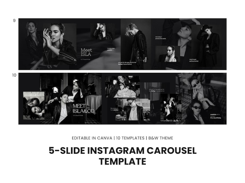 Minimalist Instagram Carousel Template: Black and White, 10 Slides ...