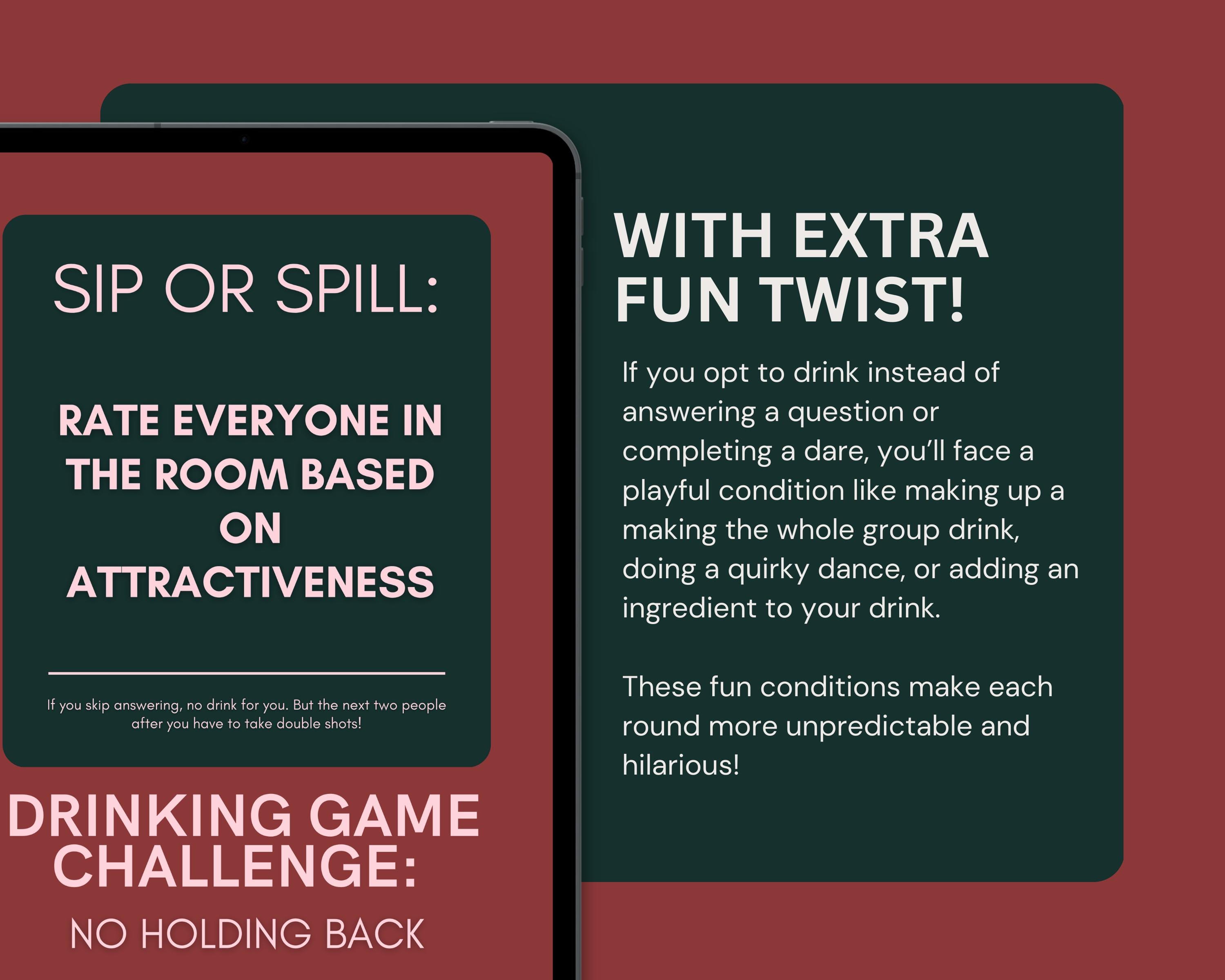 Spit or Spill Drinking Card Game: Truth or Dare (printable Cards) - Etsy
