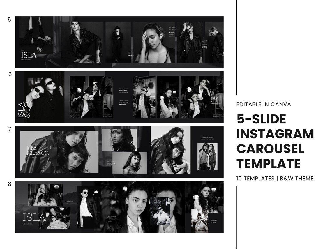 Minimalist Instagram Carousel Template: Black and White, 10 Slides ...