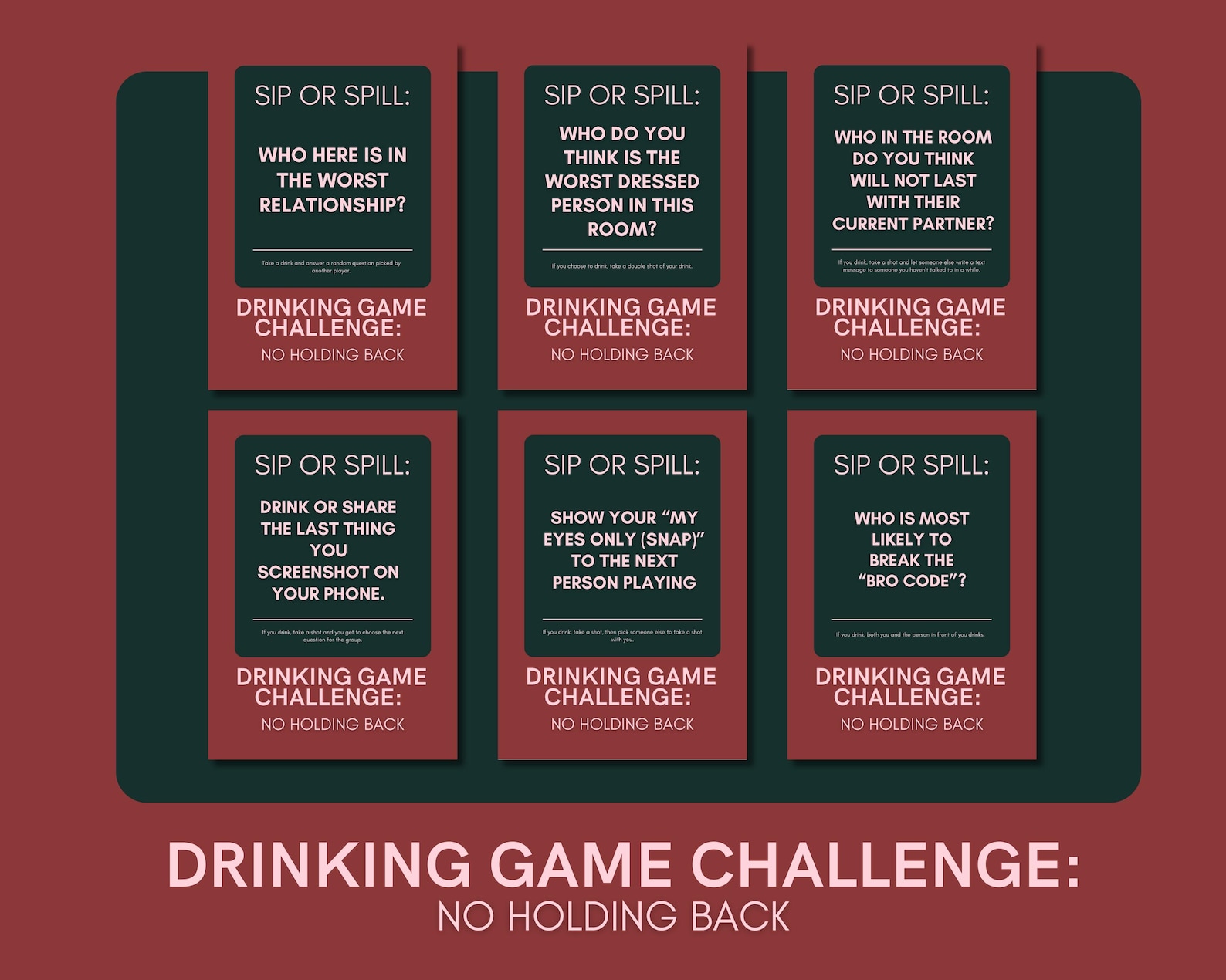 Spit or Spill Drinking Card Game: Truth or Dare (printable Cards) - Etsy