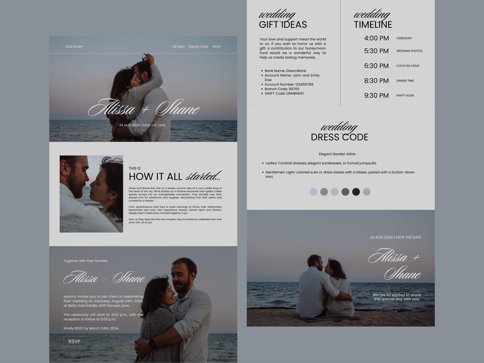 Wedding Website Template Canva Fully Editable Digital Invitation ...