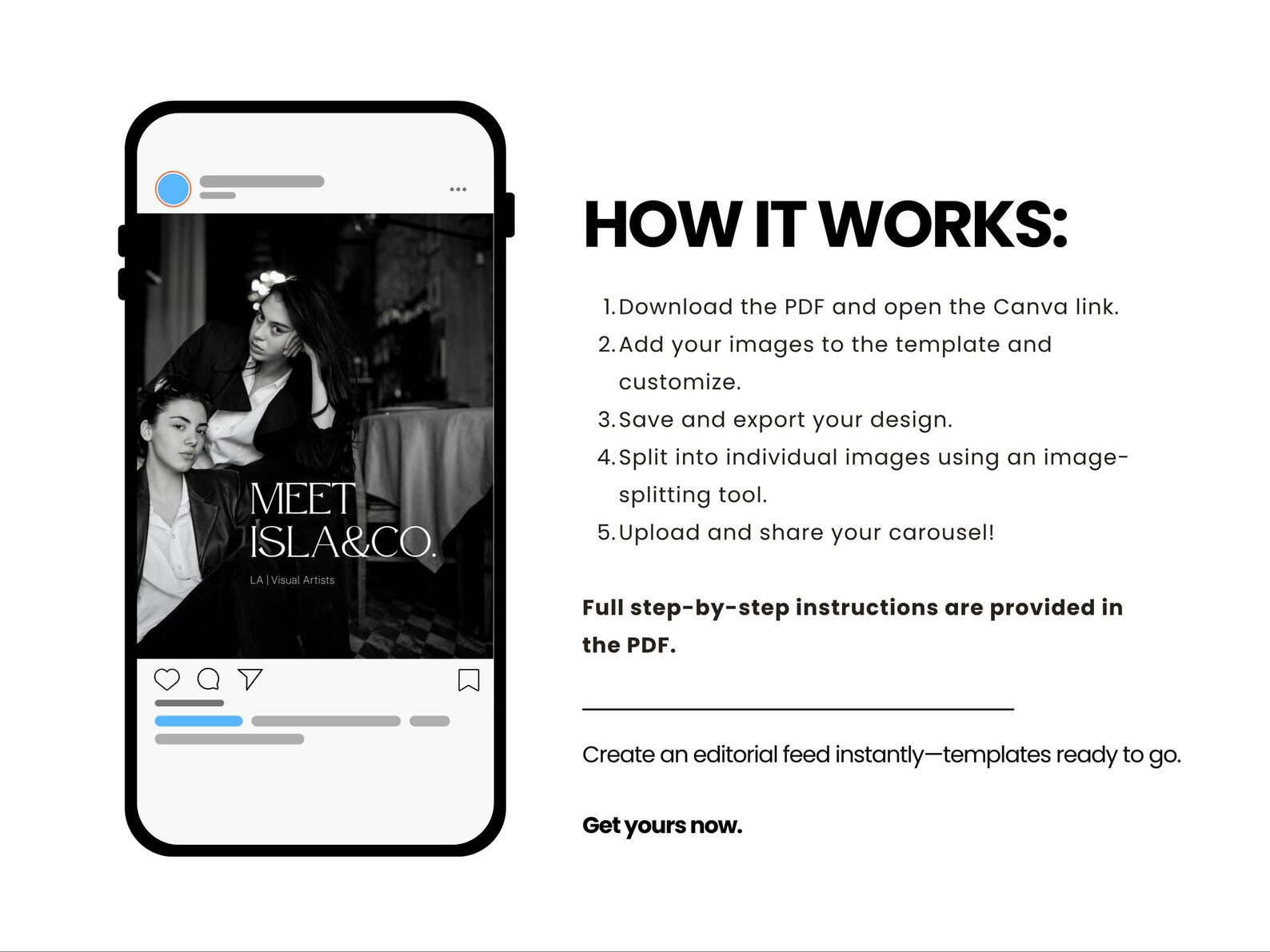 Minimalist Instagram Carousel Template: Black and White, 10 Slides ...