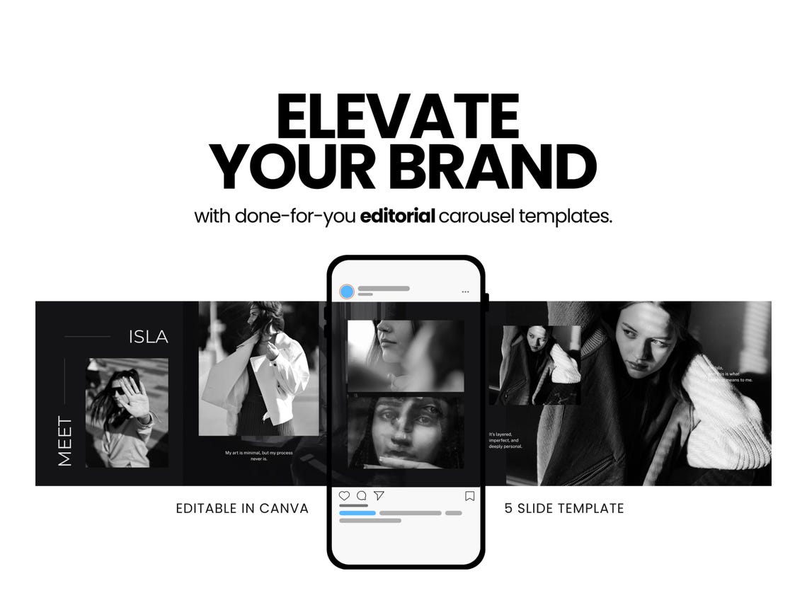 Minimalist Instagram Carousel Template: Black and White, 10 Slides ...