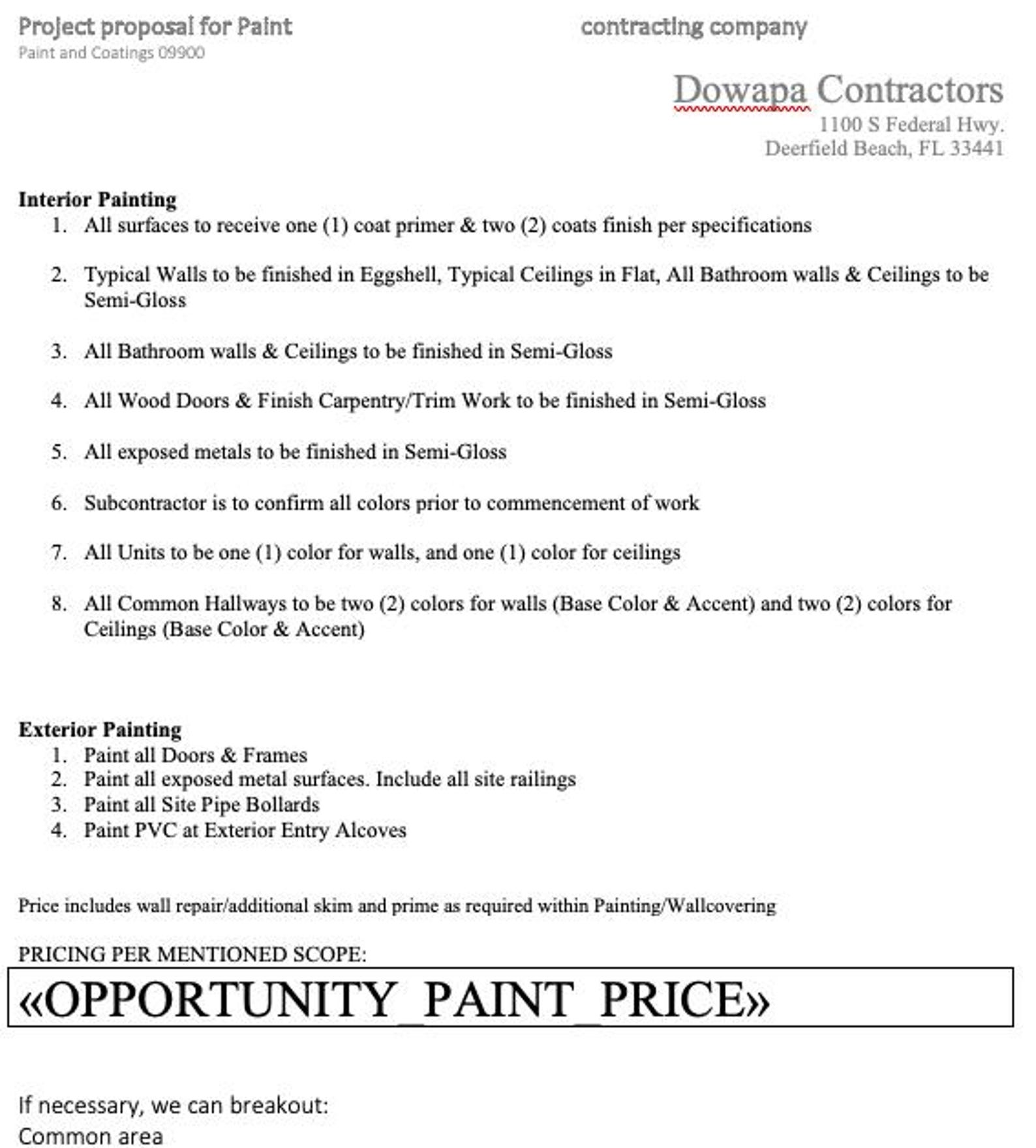 Construction Paint Proposal Template - Etsy