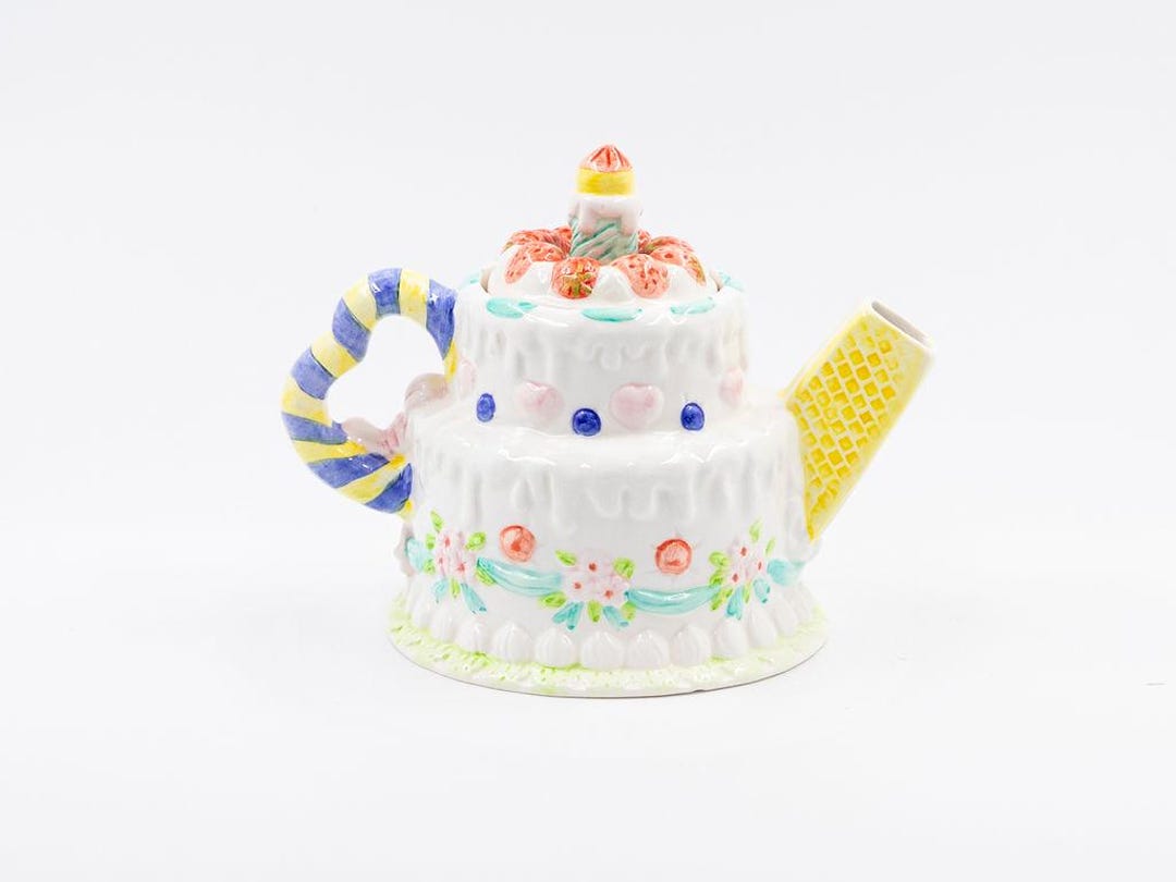 Vintage Teapot Andrea by Sadek, Birthday Cake Teapot, Birthday Ceramics ...