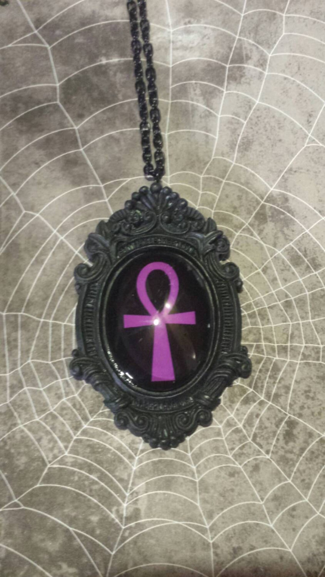 Purple Ankh Set on Baroque Frame Necklace - Etsy
