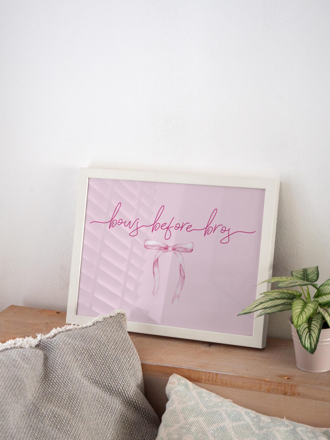Bows Before Bros Poster, Coquette Wall Art, Cute Pink Ribbon Print ...