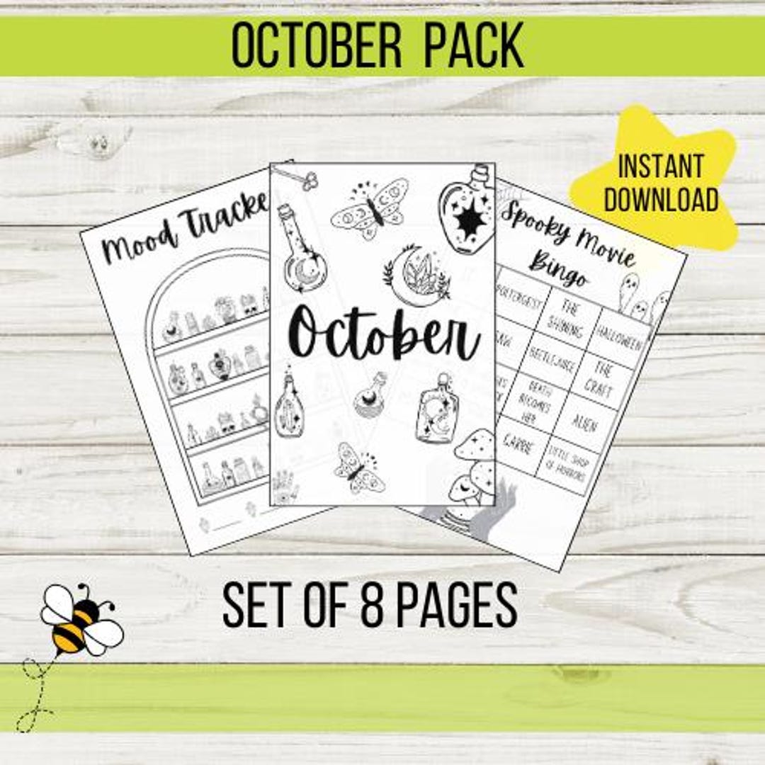 October Bullet Journal Printable | Habit, Mood & Gratitude Trackers ...