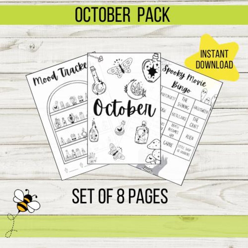 October Bullet Journal Printable | Habit, Mood & Gratitude Trackers ...