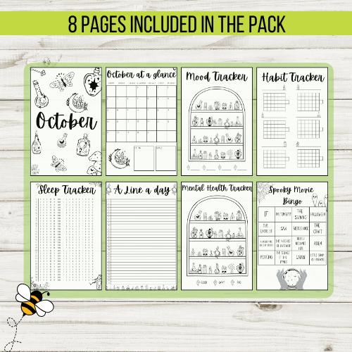 October Bullet Journal Printable | Habit, Mood & Gratitude Trackers ...