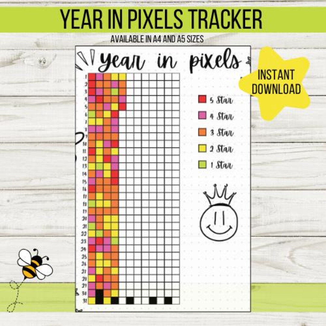 Year in Pixels, Mood Tracker, Mood Chart, Habit Tracker, Bullet Journal ...