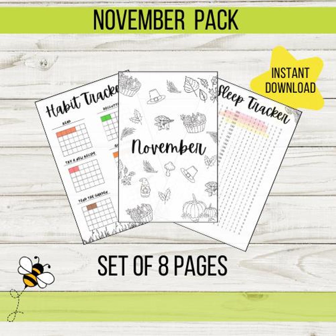 November Bullet Journal Printable | Habit, Mood & Gratitude Trackers ...