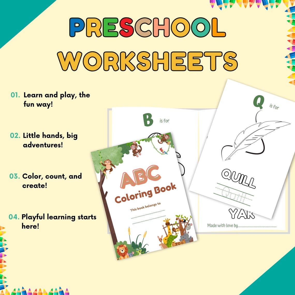 ABC Coloring Book Coloring Pages Baby ABC Book Preschool Worksheets ...