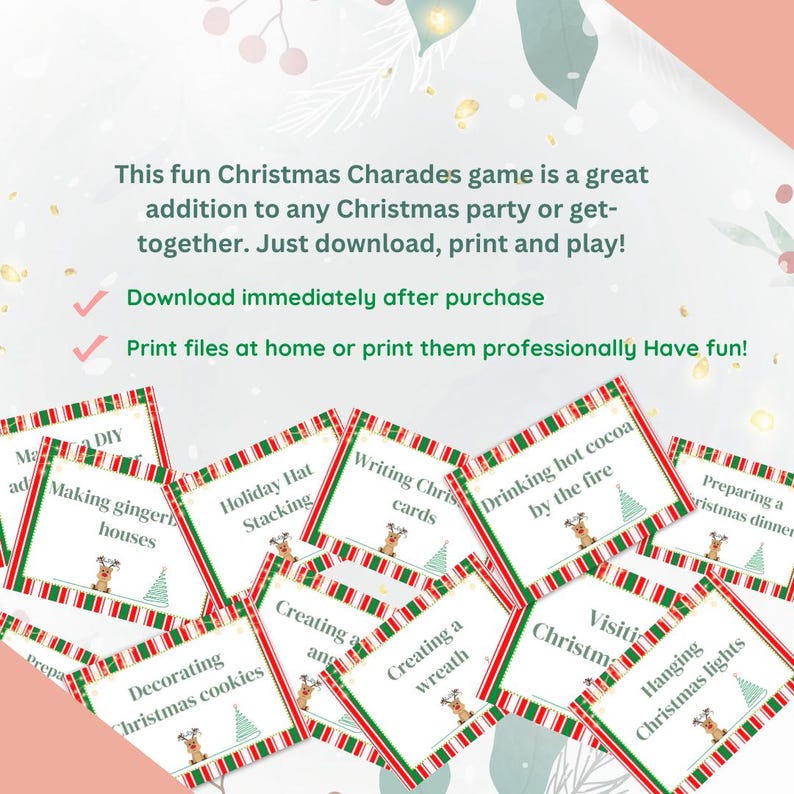 Christmas Charades Christmas Game Christmas Party Christmas Printable ...