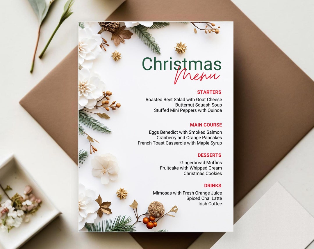 Christmas Menu Christmas Party Dinner Menu Christmas Card Christmas ...