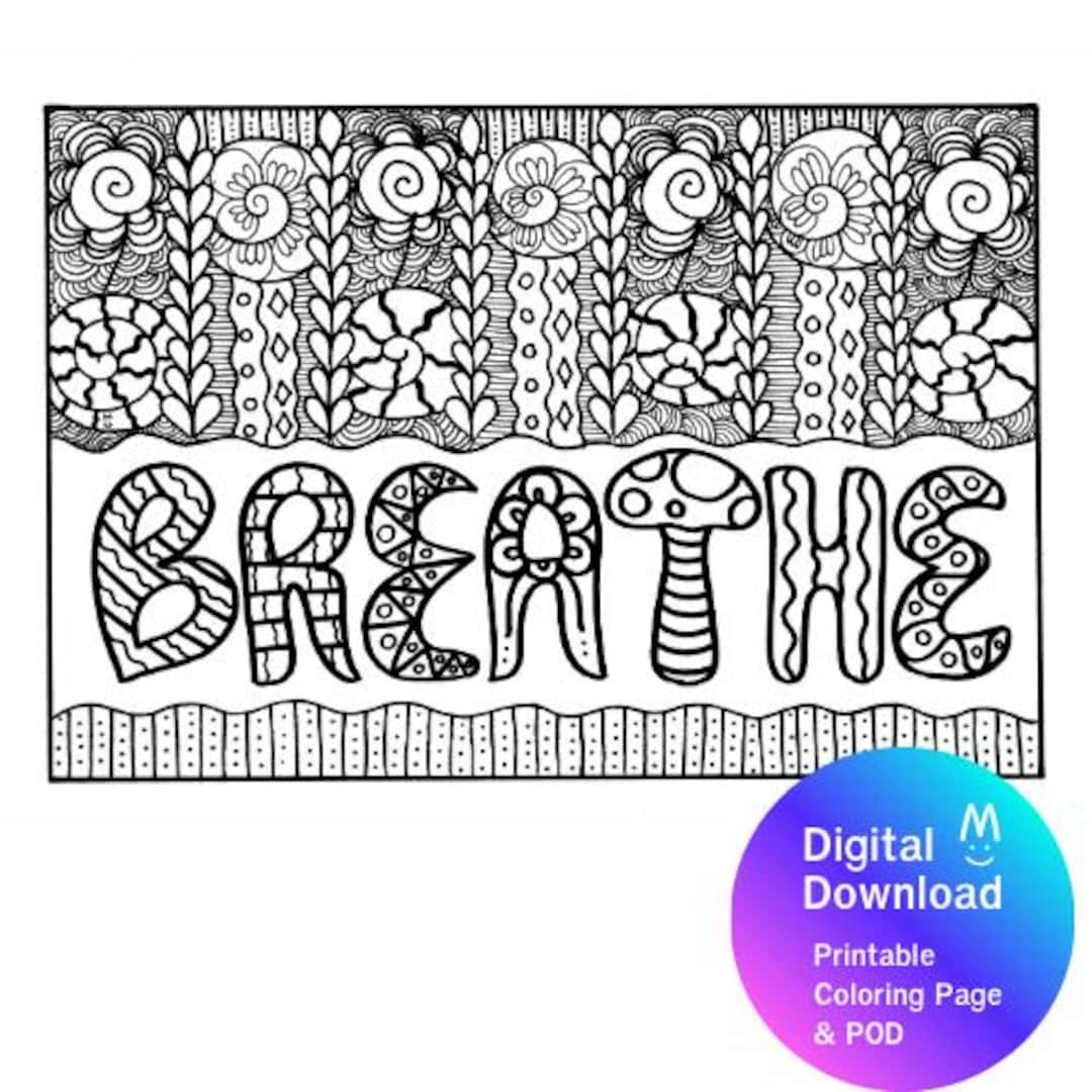 Floral Line Art | Zen Flower Coloring Page | Digital Download for POD ...